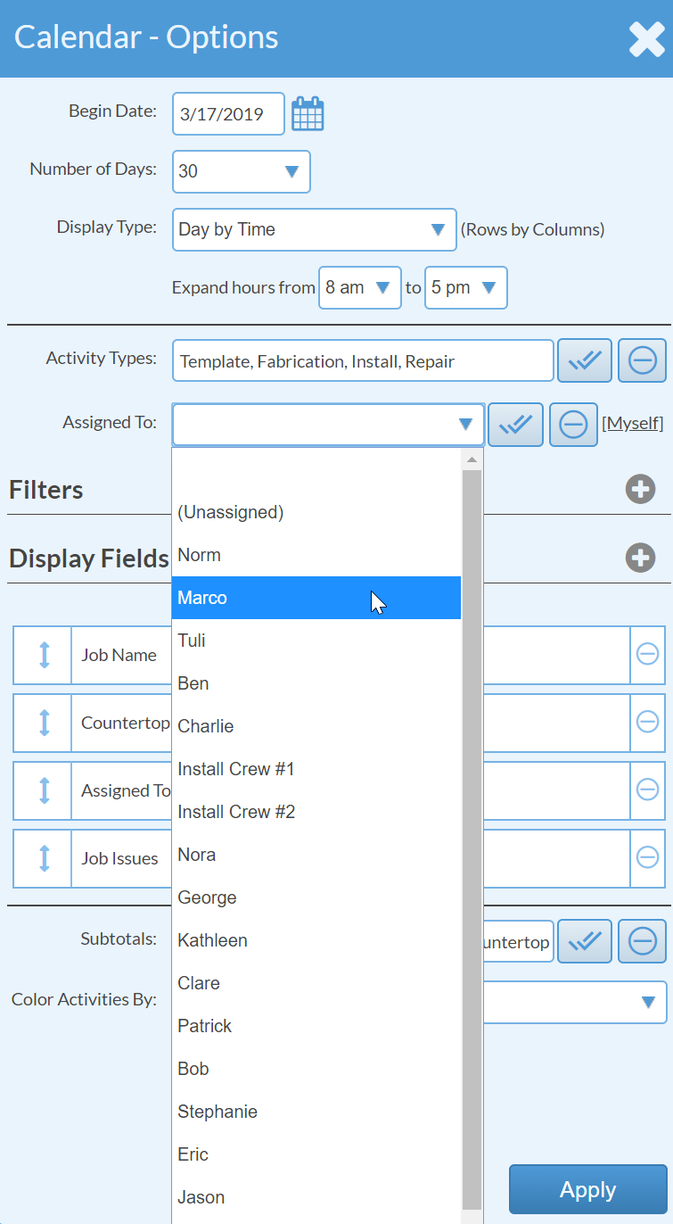 Calendar View: Create Calendars For Individuals